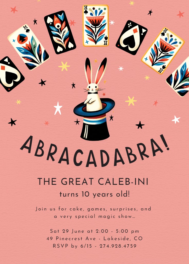 Magic Show - Birthday Invitation Template (Free) | Greetings Island