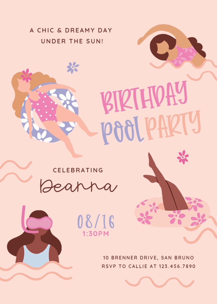 Make a Splash - Birthday Invitation Template (Free) | Greetings Island
