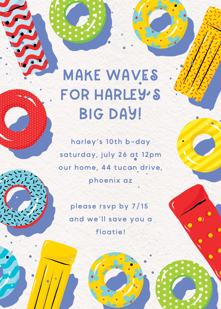 Make Waves - Printable Party Invitation (Free) | Greetings Island