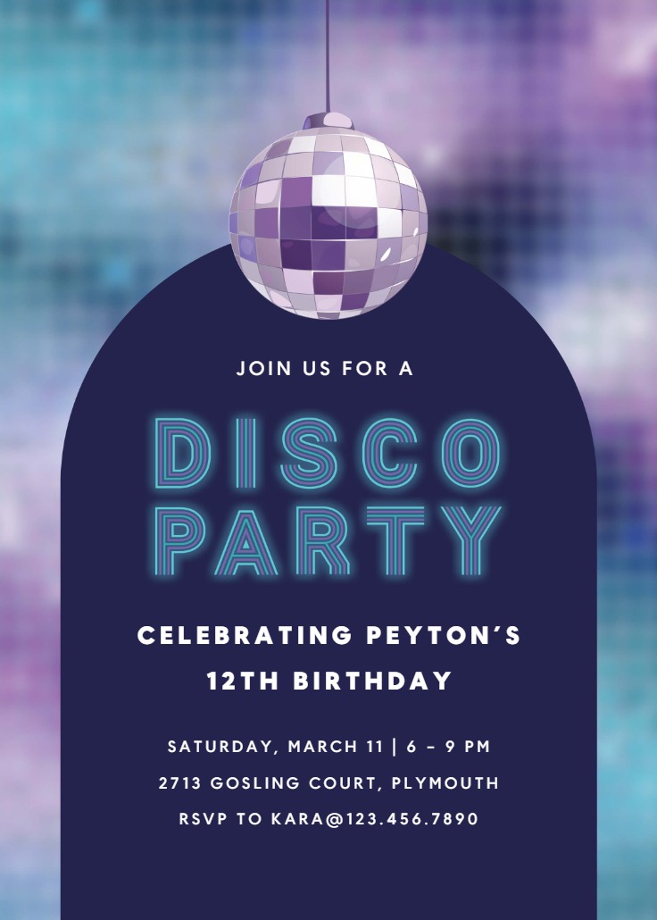 Disco Party - Printable Party Invitation Template (Free) | Greetings Island