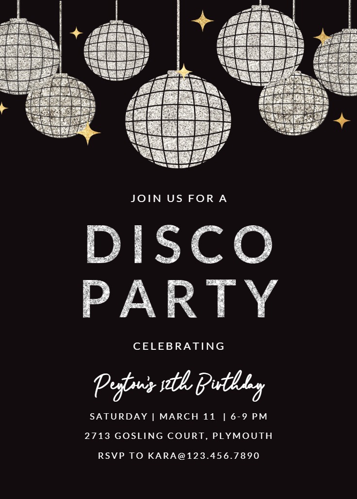 Mega fun disco party - Birthday Invitation Template (Free) | Greetings ...