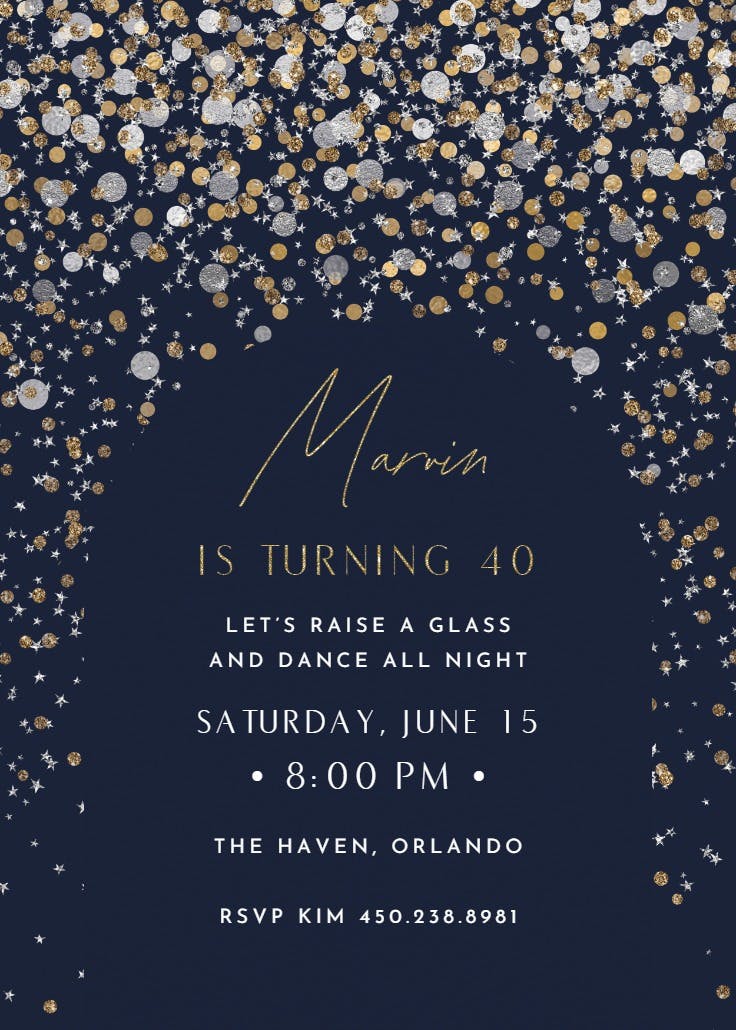Metallic Confetti Birthday Invitation Template Greetings Island