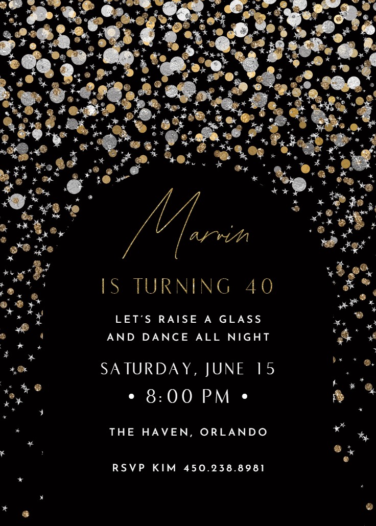 Metallic Confetti Birthday Invitation Template Greetings Island