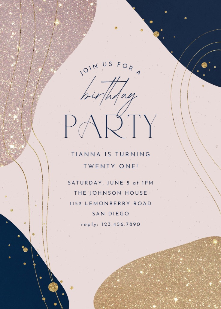 Modern Abstract Shapes - Birthday Invitation Template | Greetings Island
