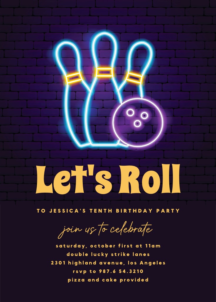Bowling Free Online Party Invitation Templates | Greetings Island