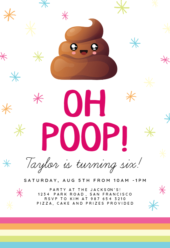 Oh Poop - Birthday Invitation Template (Free) | Greetings Island