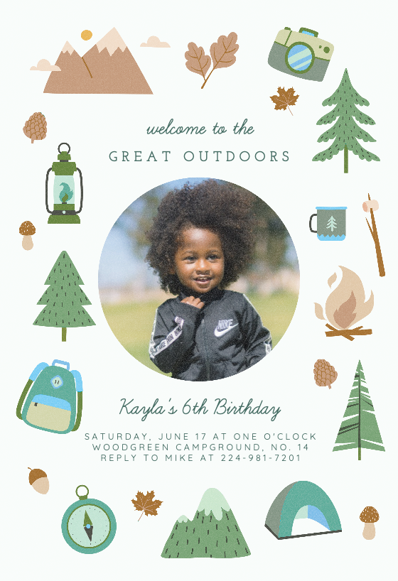 Outdoor Adventures - Birthday Invitation Template (Free) | Greetings Island