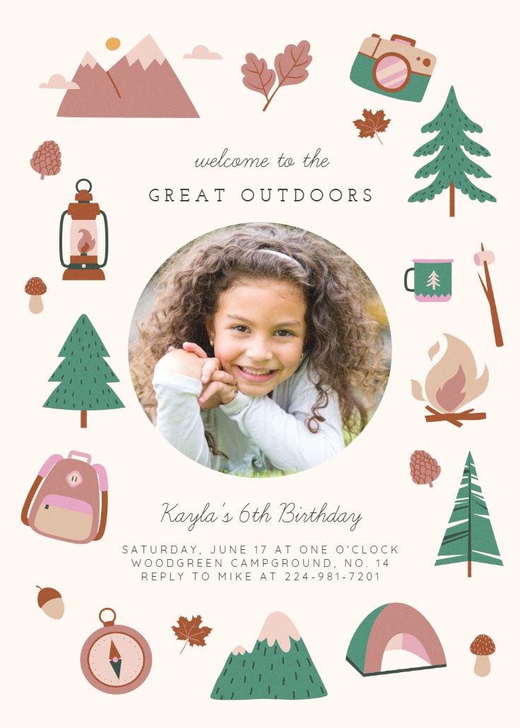 Outdoor Adventures - Birthday Invitation Template (Free) | Greetings Island