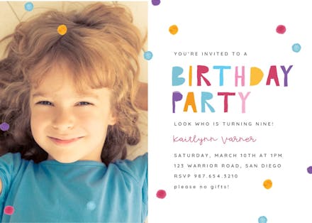 Whimsical polka dots - Birthday Invitation Template (Free) | Greetings ...