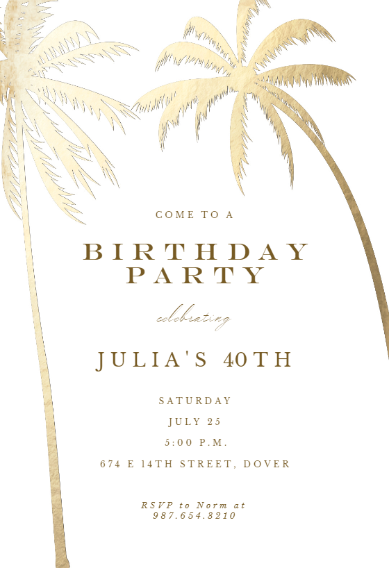 Palm Trees - Birthday Invitation Template | Greetings Island