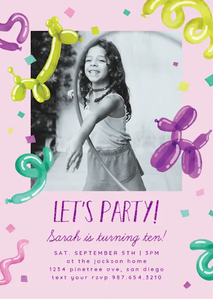 Party Balloons - Birthday Invitation Template | Greetings Island
