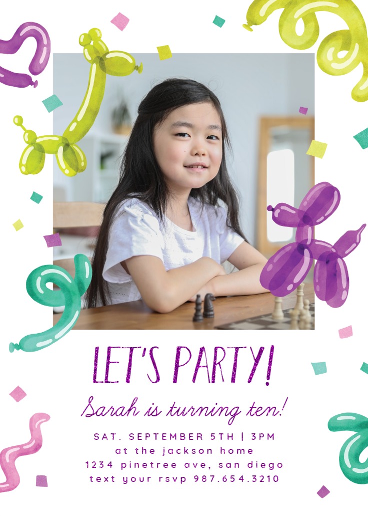 Party Balloons - Birthday Invitation Template | Greetings Island