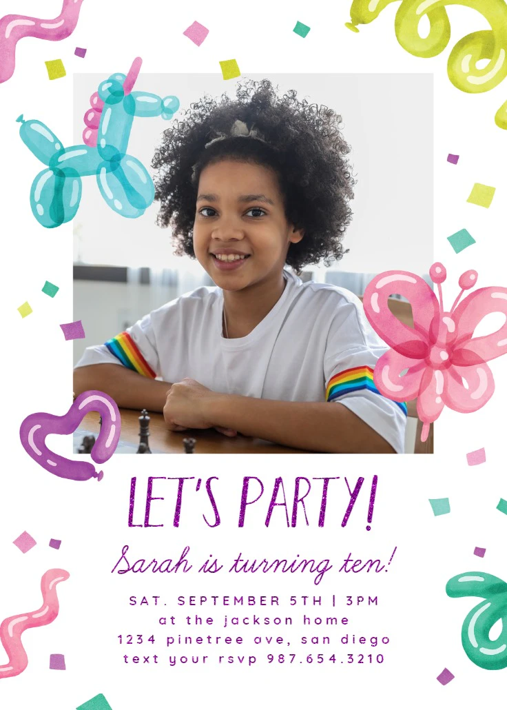 Party Balloons - Birthday Invitation Template | Greetings Island