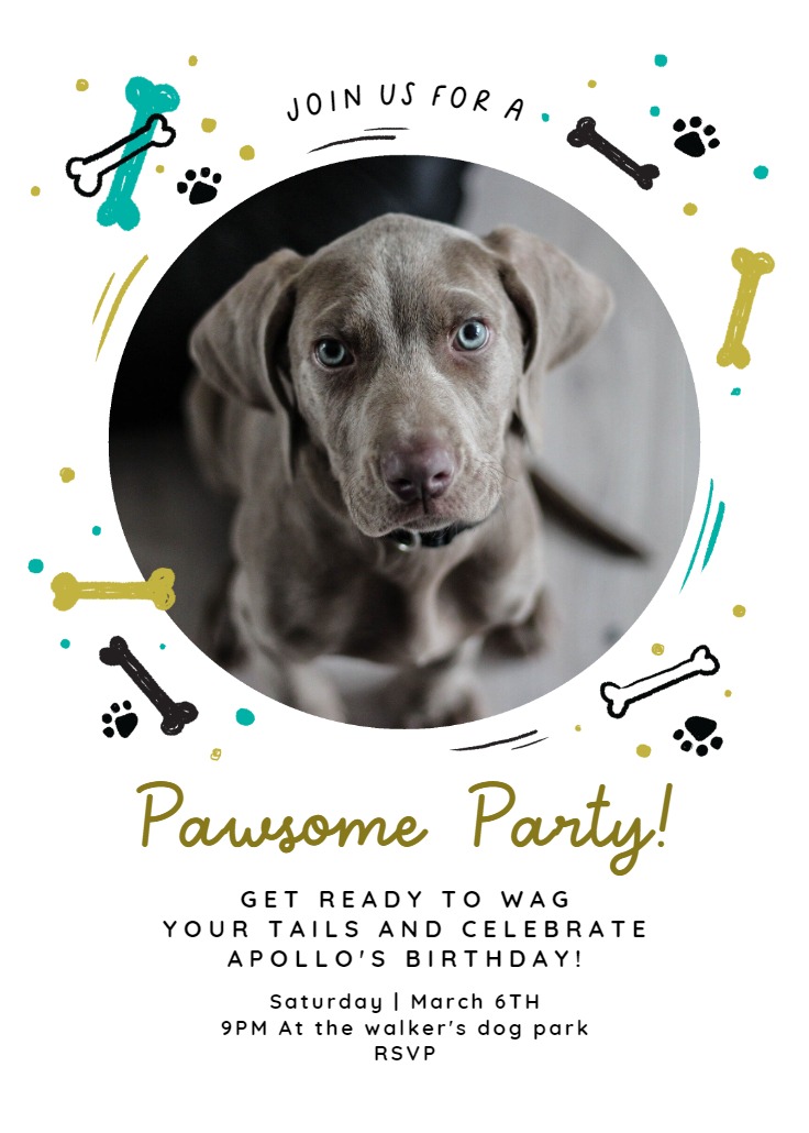 Pawsome Party! - Birthday Invitation Template (Free) | Greetings Island