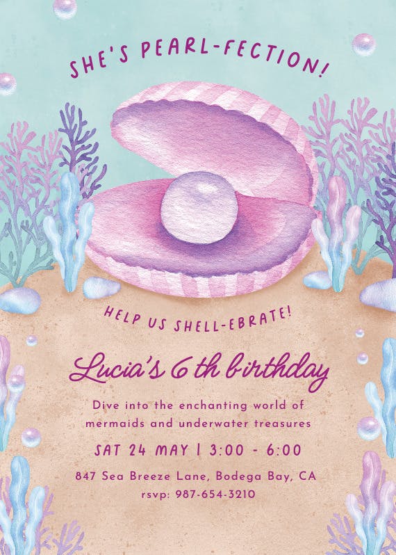 Pearl-fection - Birthday Invitation Template (Free) | Greetings Island