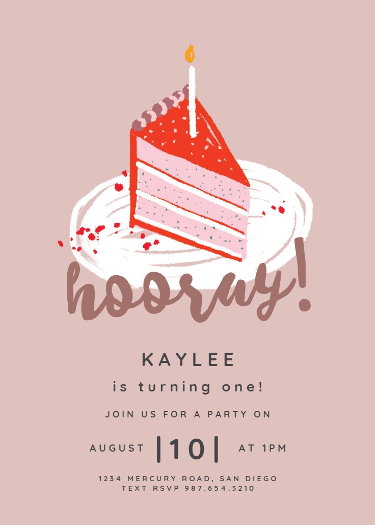 Piece of cake - Birthday Invitation Template (Free) | Greetings Island