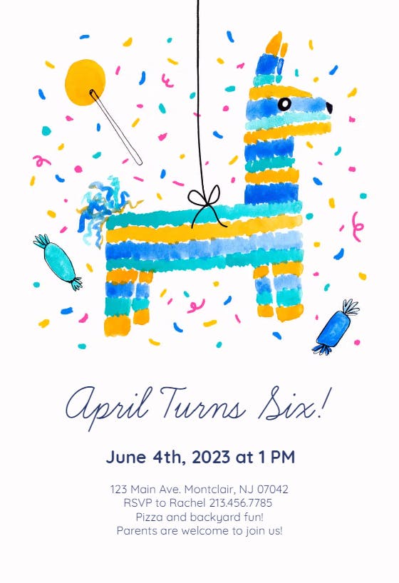 Pinata - Birthday Invitation Template (Free) | Greetings Island