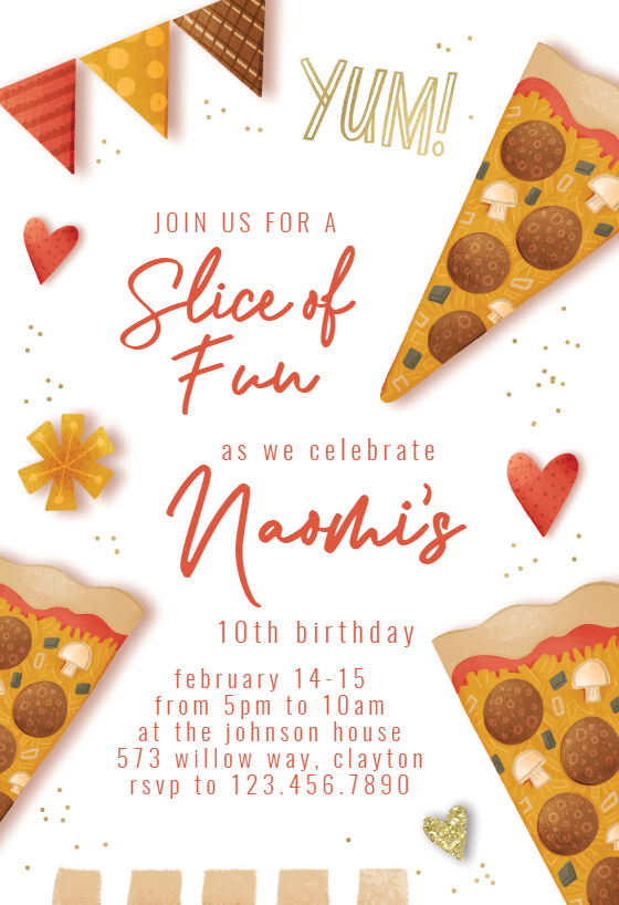 Pizza Pizza Pizza - Party Invitation Template (Free) | Greetings Island