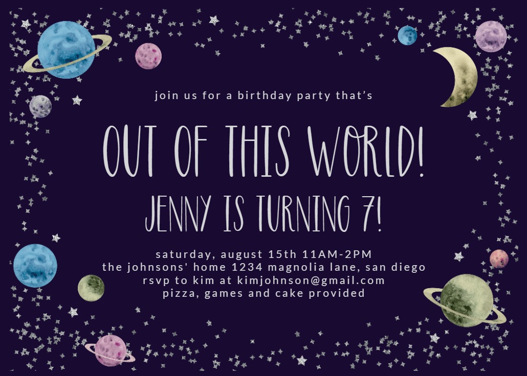 Solar Power Space - Birthday Invitation Template (Free) | Greetings Island