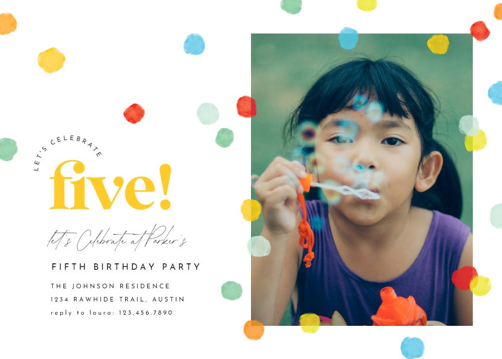 Whimsical polka dots - Birthday Invitation Template (Free) | Greetings ...