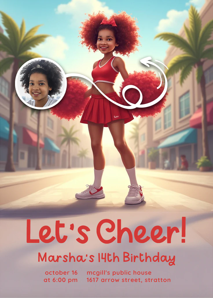 Pom-poms - Birthday Invitation Template (Free) | Greetings Island