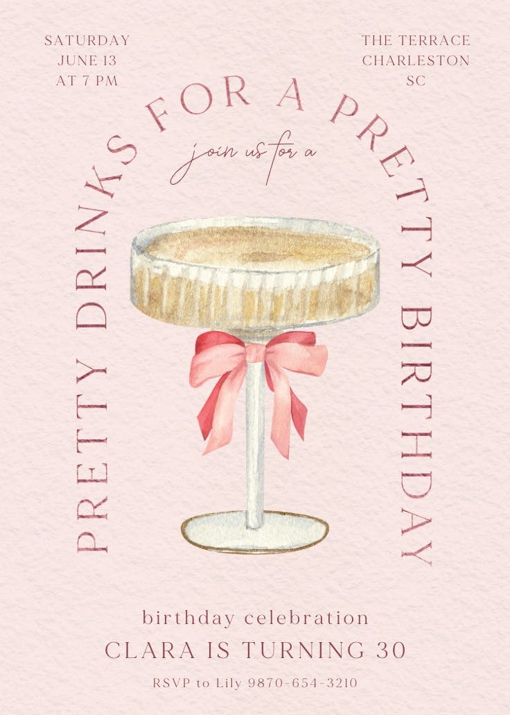 Pretty Drinks - Printable Party Invitation (Free) | Greetings Island