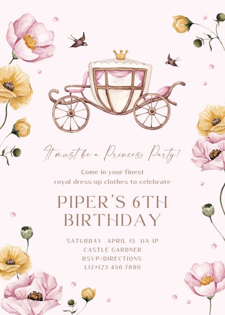 Pretty Princess - Invitation Template | Greetings Island