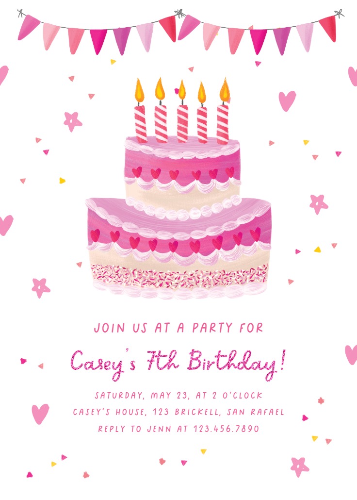 Gold And Pink - Birthday Invitation Template | Greetings Island