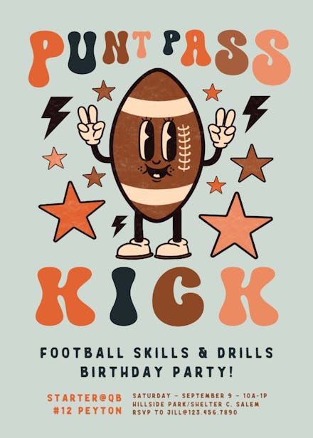 Punt, Pass, Kick - Sports & Games Invitation Template (Free ...