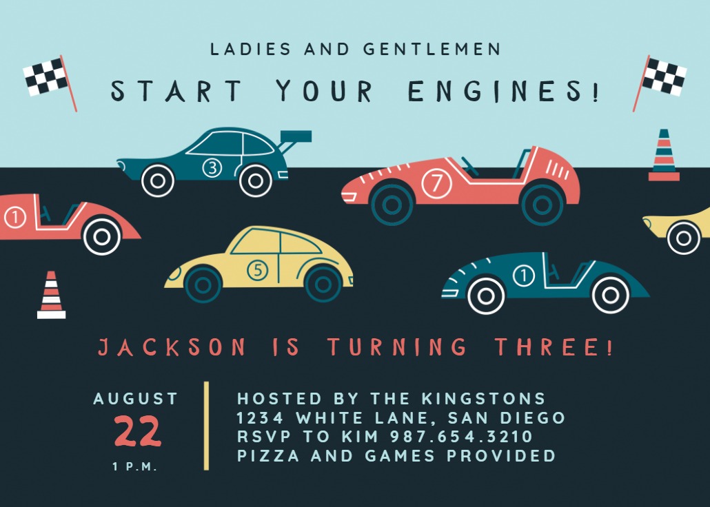 Racing car - Birthday Invitation Template (Free) | Greetings Island
