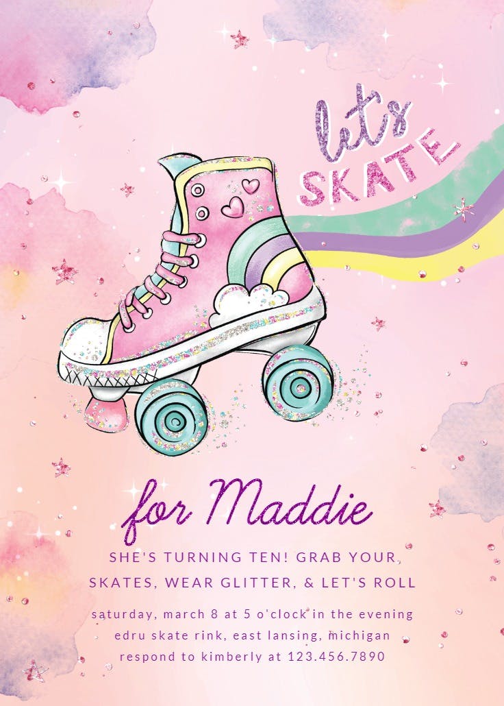Roller Skating Birthday Party Invitations Free Printable - Free Printable Roller Skating Birthday Party Invitations Free Printable - Free Printable