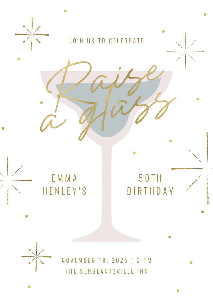 Raise a Glass - Birthday Invitation Template (Free) | Greetings Island