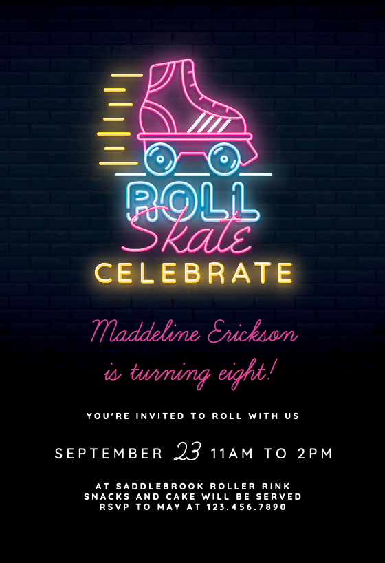 Roller Skating Party Invitation Template