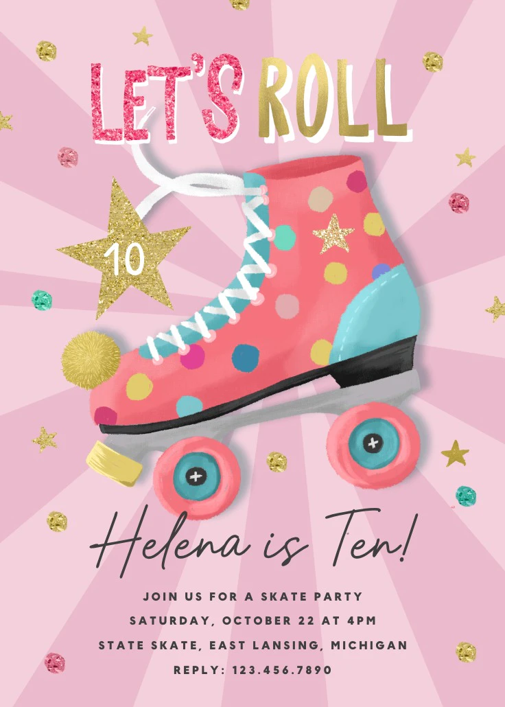 Roller Skating - Birthday Invitation Template | Greetings Island