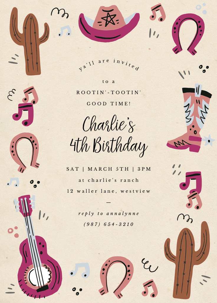 Rootin tootin birthday - Birthday Invitation Template | Greetings Island