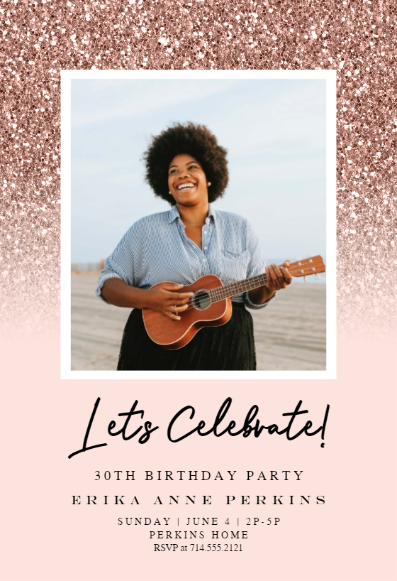 Rose Gold Glitter - Invitación Para Fiesta | Greetings Island