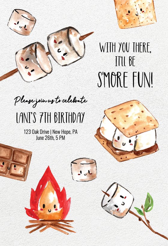 S'more Fun - Birthday Invitation Template (Free) | Greetings Island