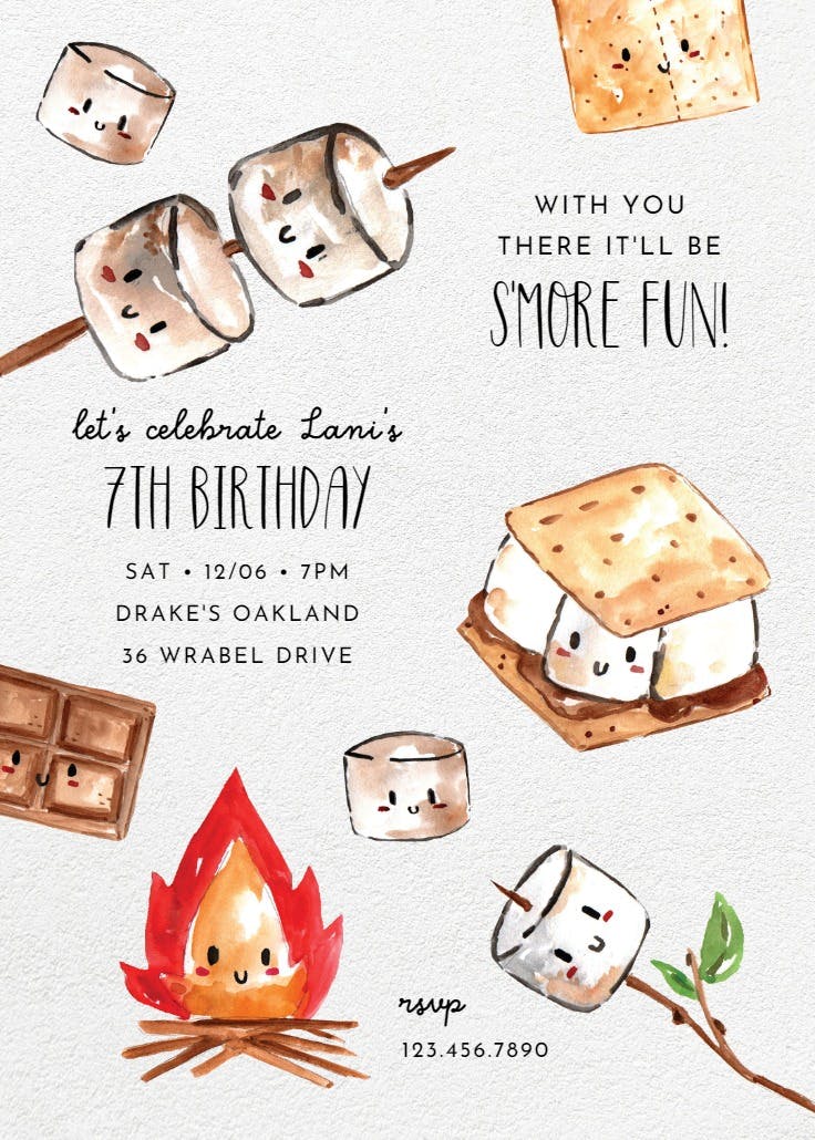 Camping Birthday Party Invitation Templates Girls Camping Party