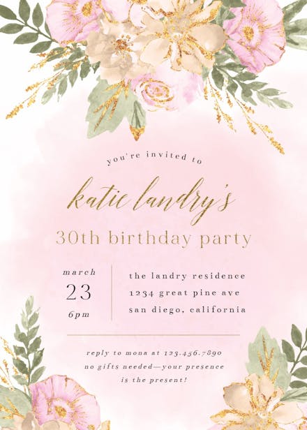 Shabby Chic Flowers - Birthday Invitation Template | Greetings Island