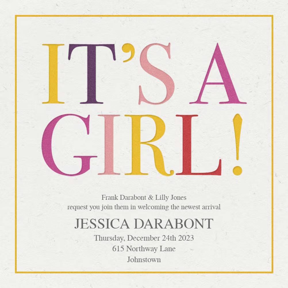 She is Here - Baby Shower Invitation Template (Free) | Greetings Island