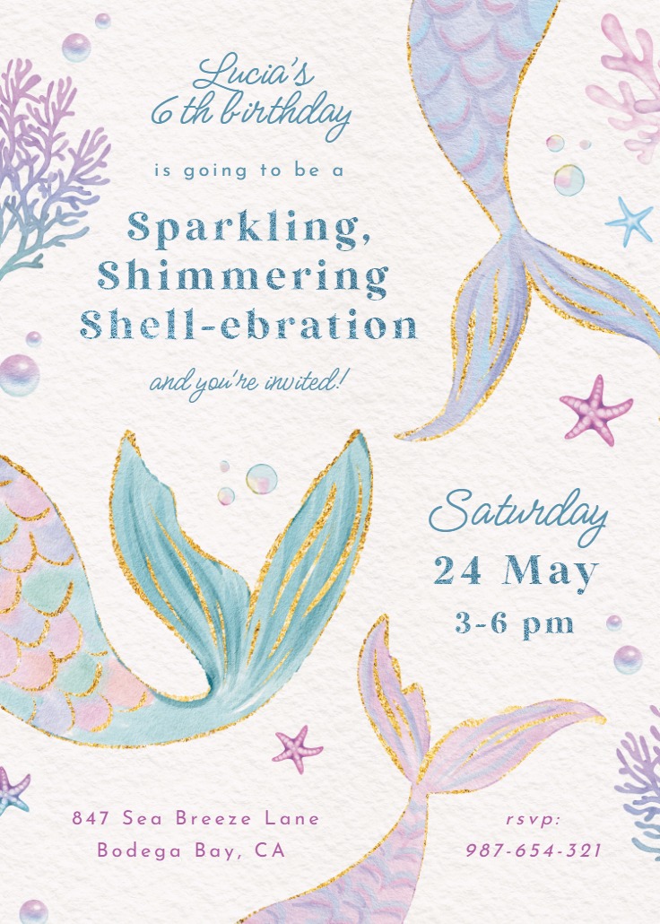 Shimmering Shell-ebration - Birthday Invitation Template | Greetings Island
