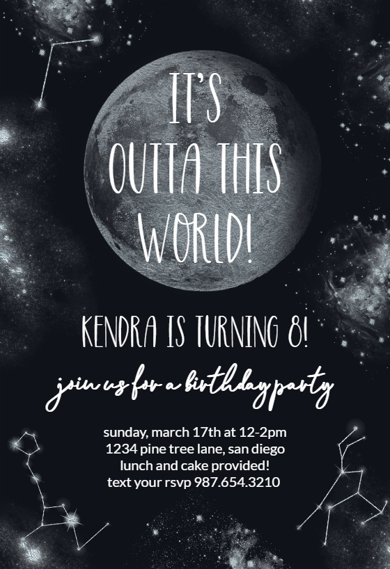 Silver Moon - Birthday Invitation Template (Free) | Greetings Island