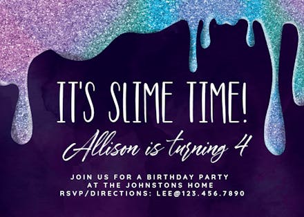 Slime Time - Birthday Invitation Template (Free) | Greetings Island