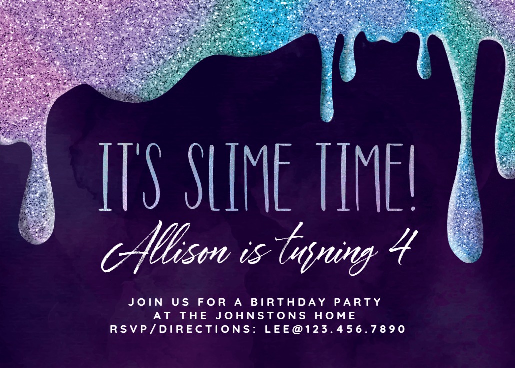 Slime Time - Birthday Invitation Template (Free) | Greetings Island