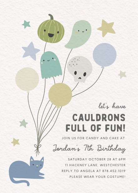 Spooky Balloons - Birthday Invitation Template | Greetings Island