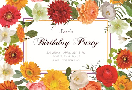 Spring Border - Invitation Template (Free) | Greetings Island