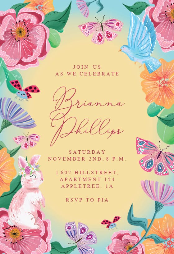 Spring colors - Birthday Invitation Template (Free) | Greetings Island