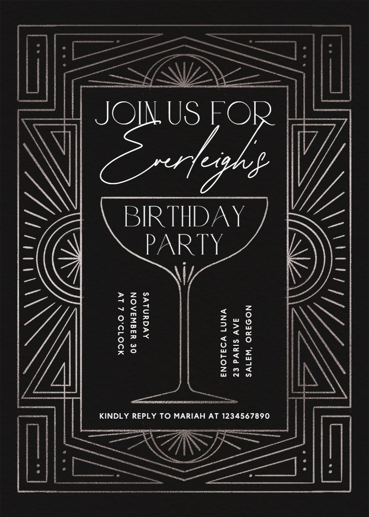 Stylish Soiree - Birthday Invitation Template | Greetings Island