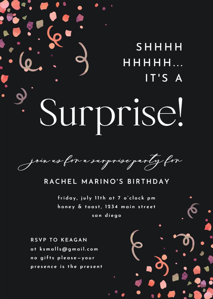 Surprise Confetti - Birthday Invitation Template (Free) | Greetings Island
