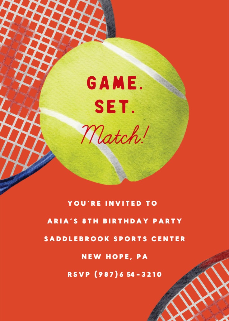 Tennis birthday - Birthday Invitation Template (Free) | Greetings Island